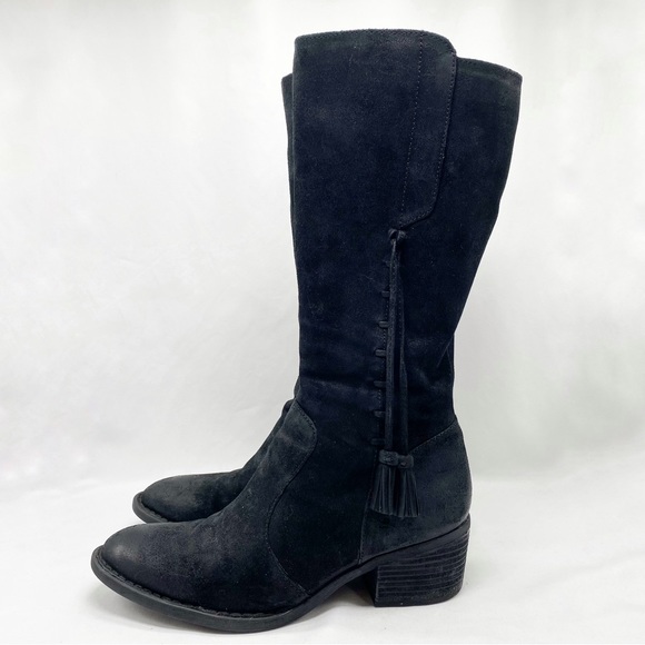 Born | Shoes | Born Beckett Black Suede Distressed Tall Boots Tassels ...